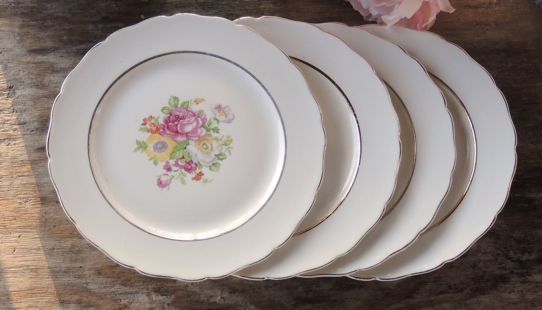 Canonsburg Dinner Plates Set of 4 Keystone Shabby Cottage Chic Bridal ...