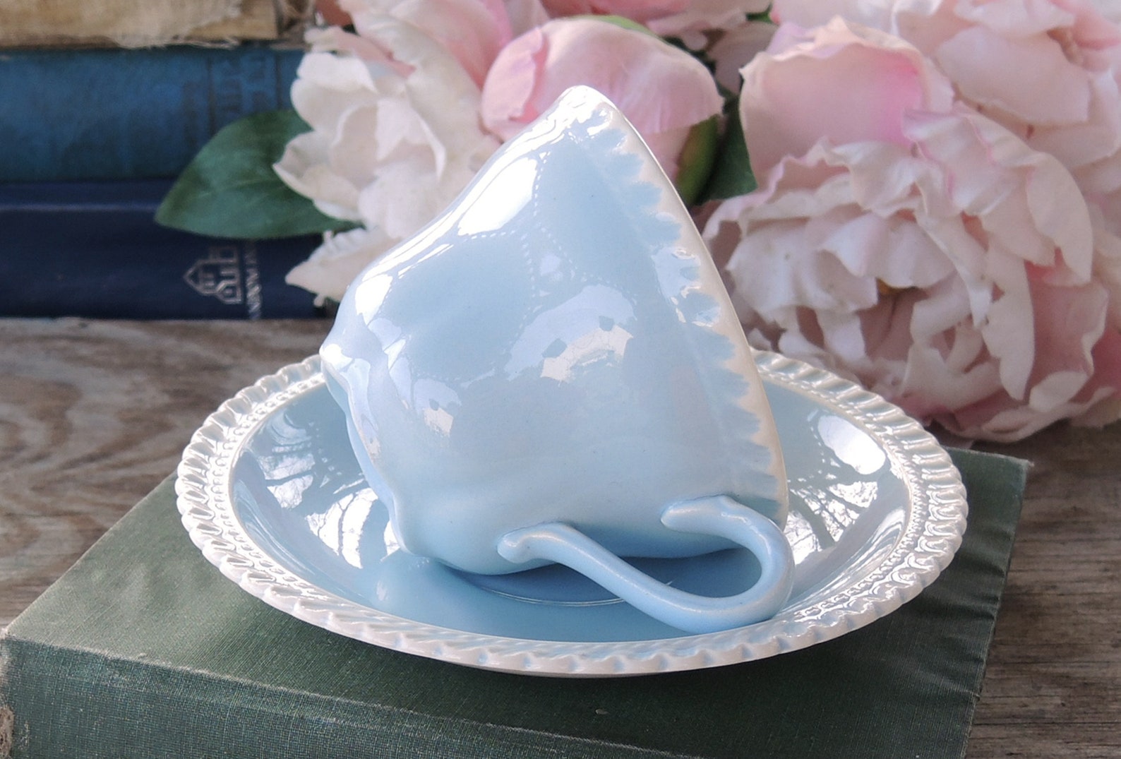 Harker Chesterton Blue Tea Cup Set Harkerware Mid Century - Etsy