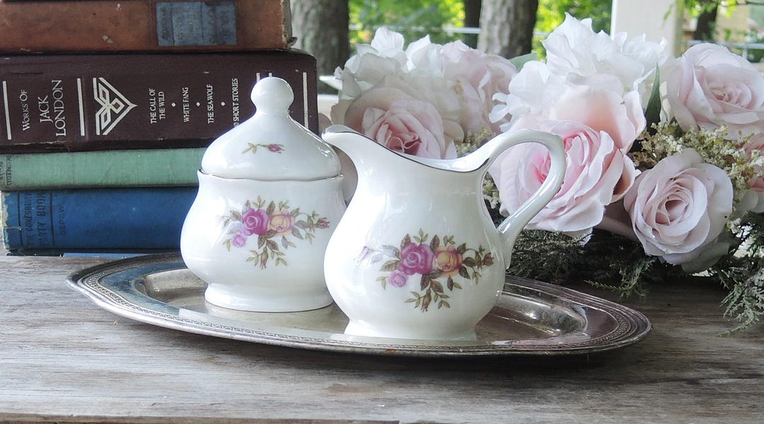 Korona Sugar and Creamer Set Serving Accessories Cottage Style Pink ...