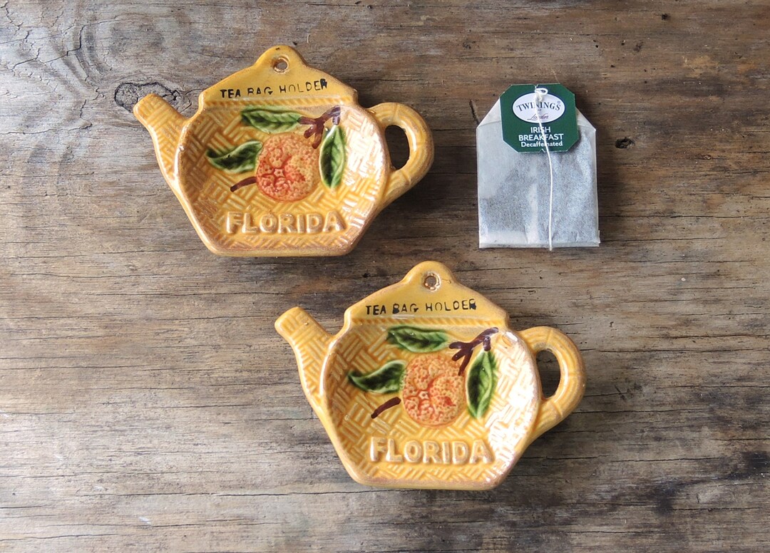 Vintage Mustard Yellow Tea Pot Figural Tea Bag Holders Set of 2 ...