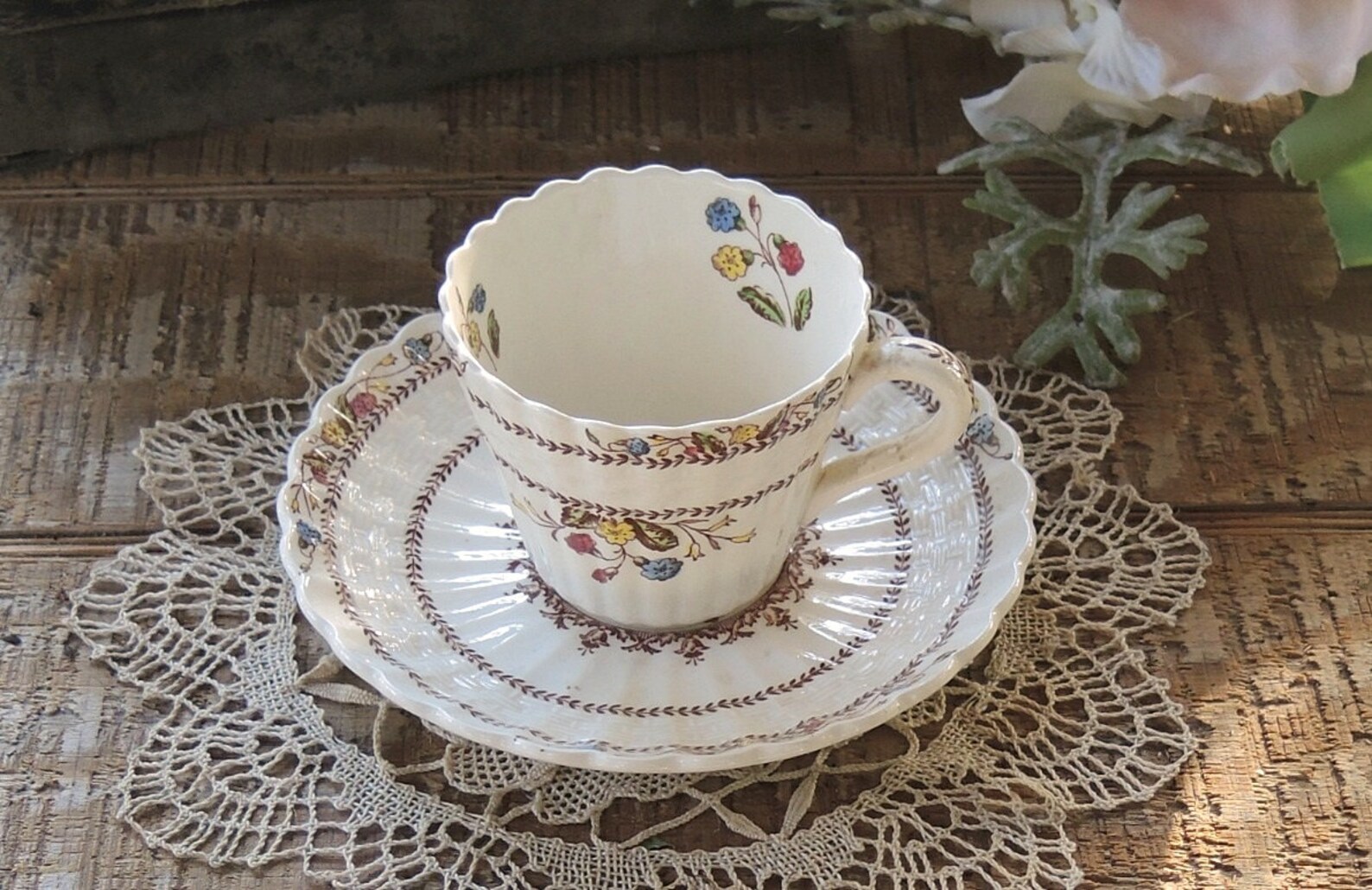 Vintage Spode Cowslip Demitasse Tea Cup and Saucer Set, English Bone China Tea Set for Weddings ...