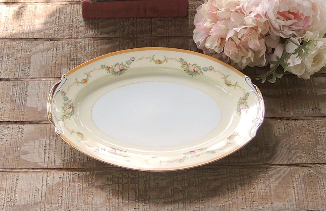 Made in Japan Large Platter Meat Platter Cottage Style Elegant Tea ...