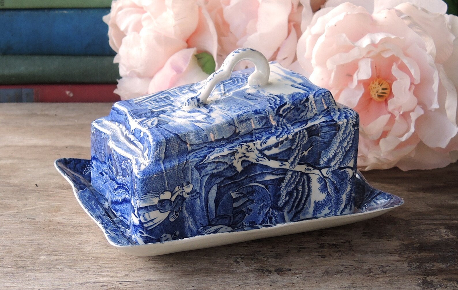 Old Foley Blue and White Transferware Cheese Keep James Kent - Etsy
