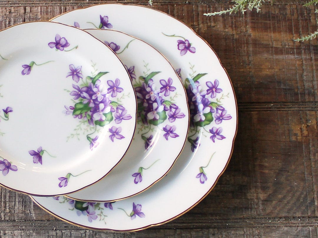 Mismatched Spring Violets Rossetti Plates Set of 3 Salad and Bread ...
