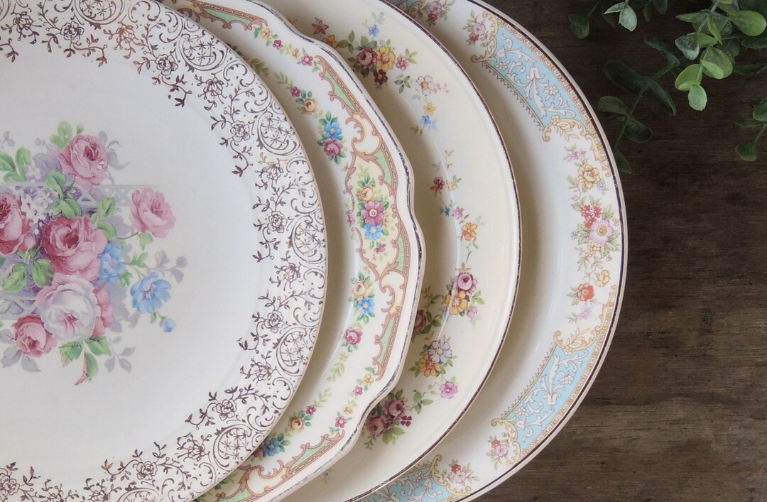 Mismatched Dinner Plates Set of 4 Plates for Wedding Bridesmaid ...