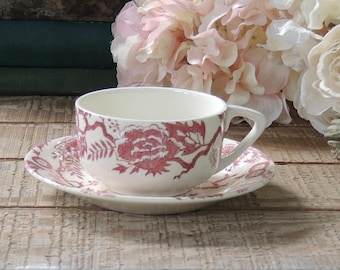 Royal China Memory Lane Red Transferware Tea Cup and Saucer | Etsy