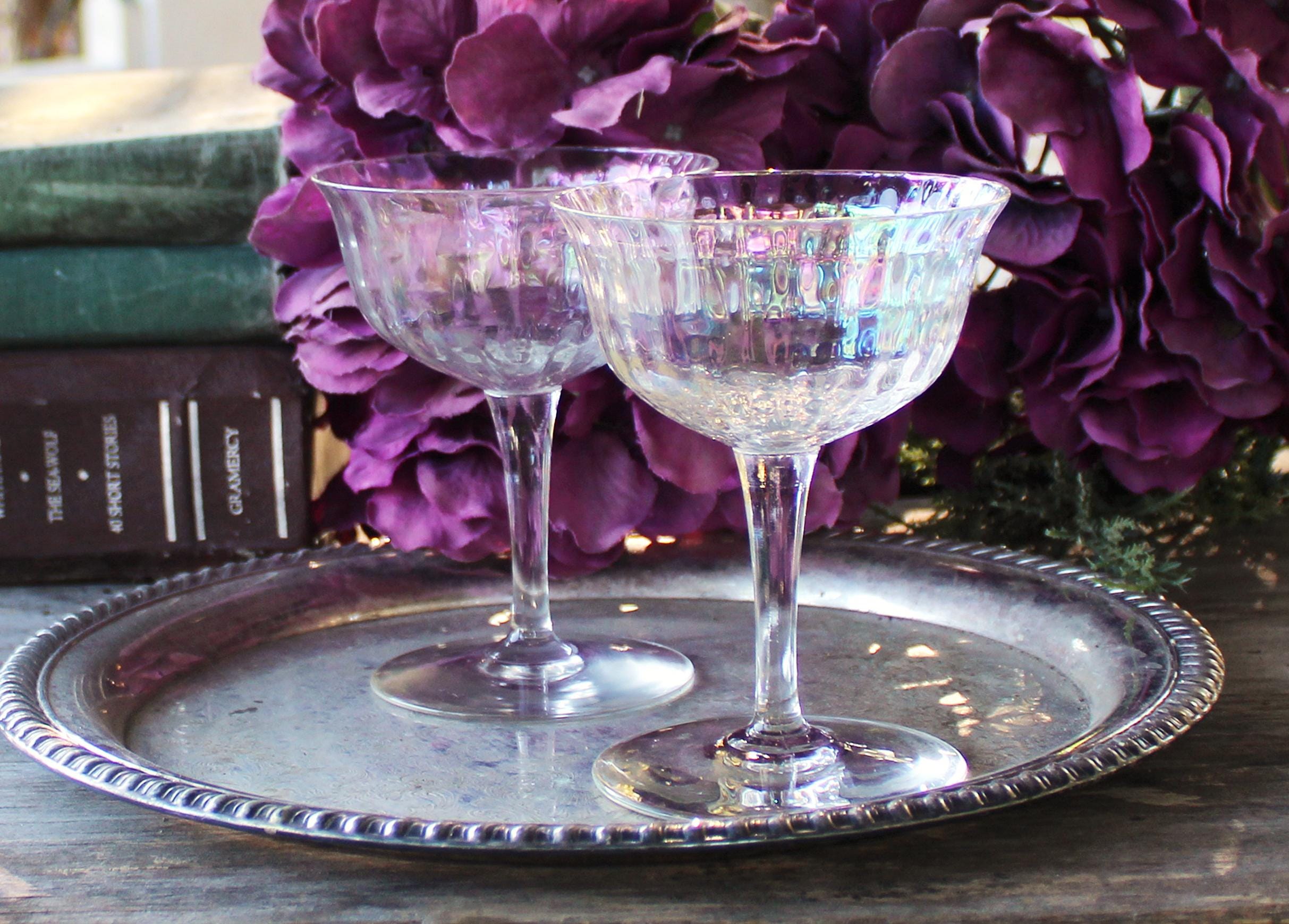 Vintage Optic Iridescent Crystal Coupe Champagne Glasses Set of 2 ...