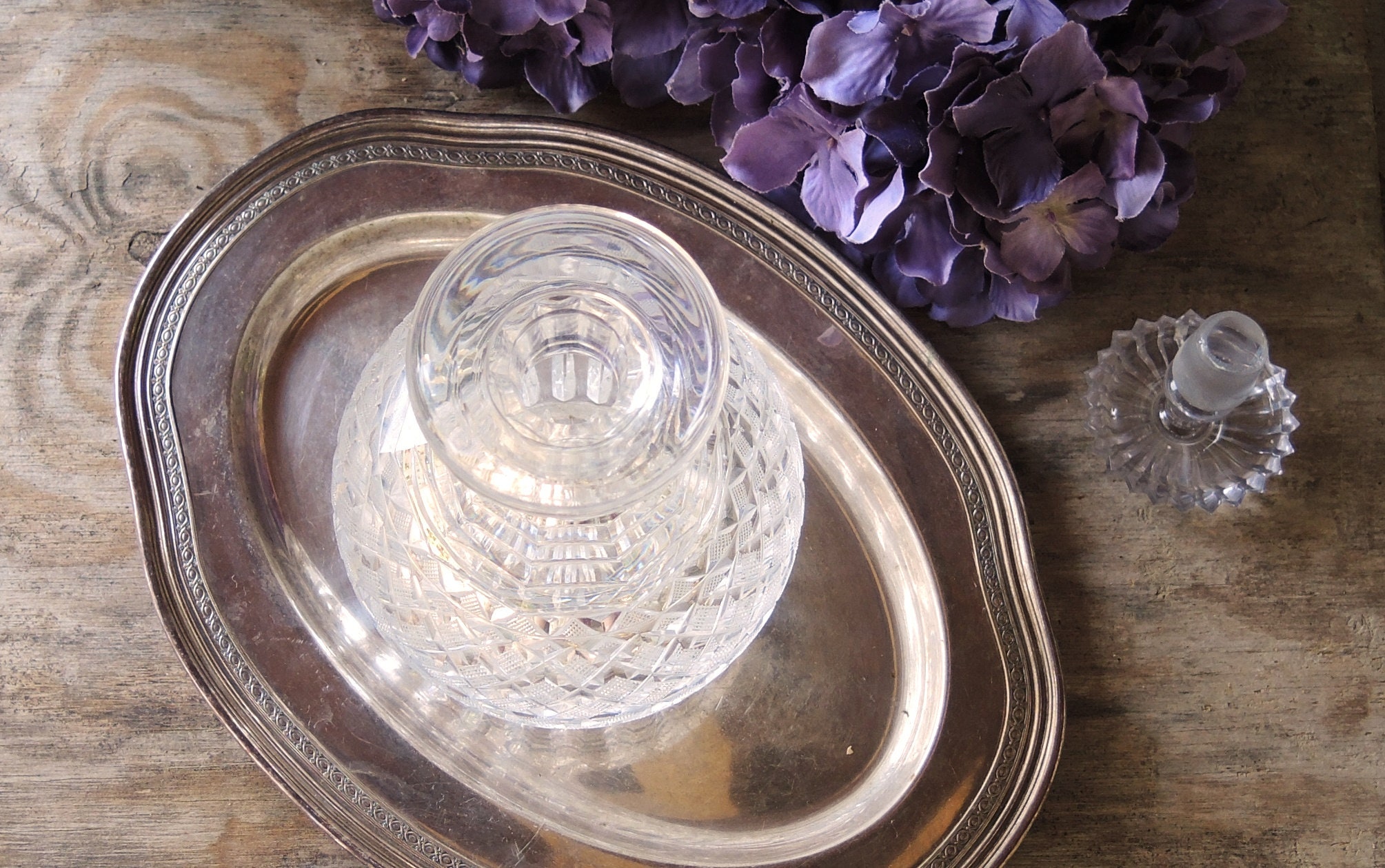 Glass Bevel Cut Whiskey Decanter with Stopper Elegant Barware | Etsy