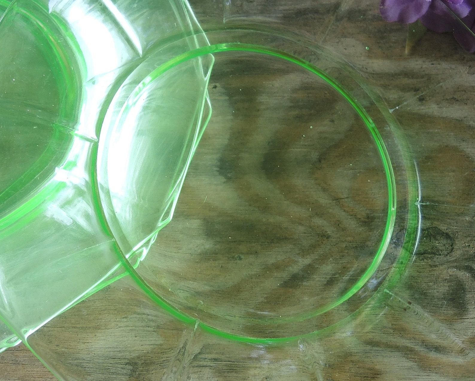 4 Green Depression Glass Lunch Plates Cambridge Glass Decagon Plates ...