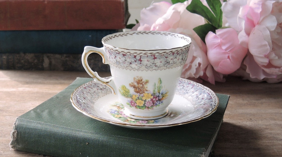 Sutherland Woodland Dell Footed Tea Cup and Saucer Set H & M - Etsy