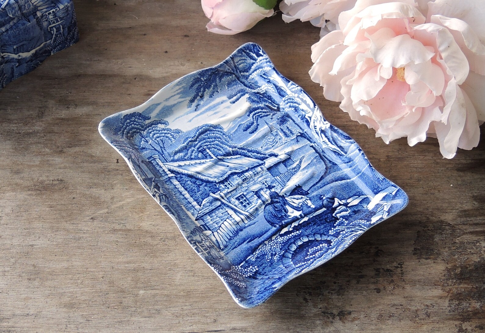 Old Foley Blue and White Transferware Cheese Keep James Kent - Etsy