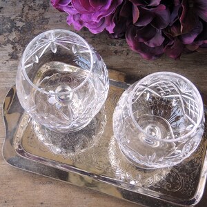 Mismatched Bevel Cut Crystal Brandy Snifters Glasses Set of 2 Cognac ...
