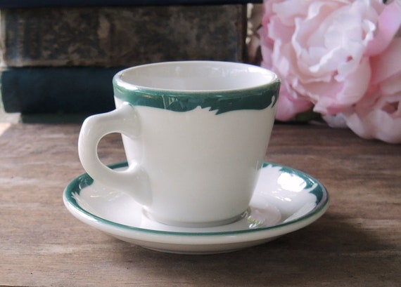 Syracuse Wintergreen Pattern Green and White Cup and Saucer | Etsy