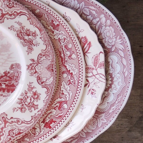 Pink and White Transferware - Etsy