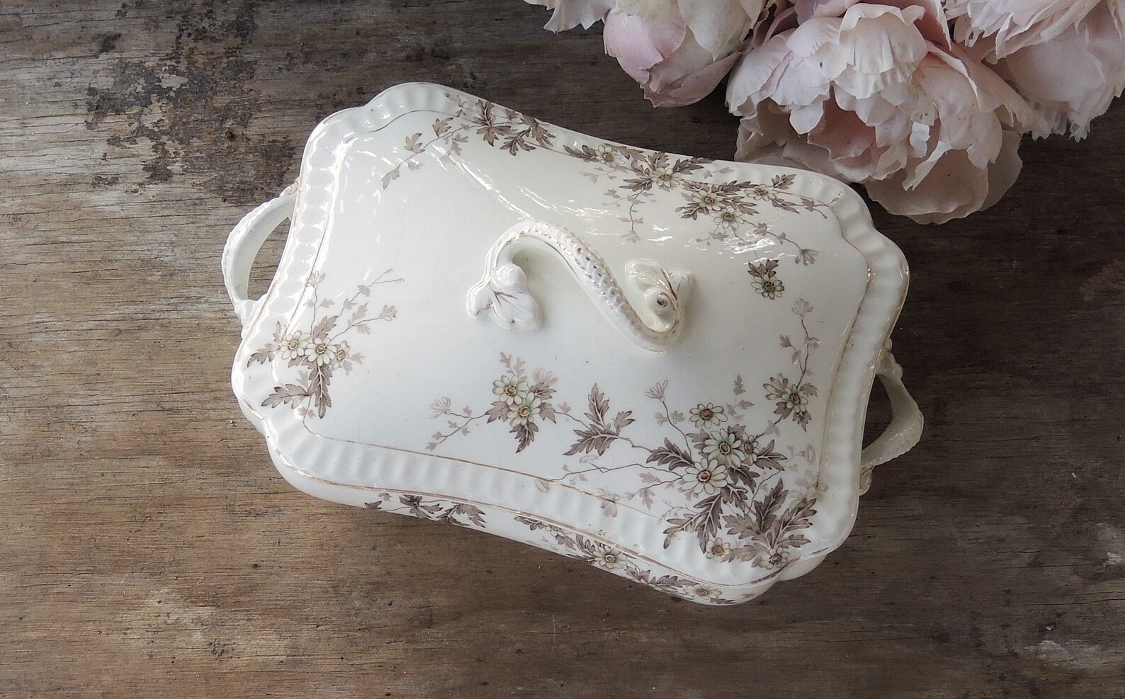 John Maddock Floral Multi Color Transferware Covered Casserole With ...