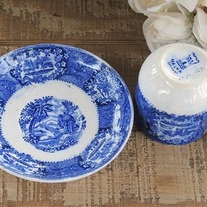 Antique German Flow Blue Tea Cup Saucer Set, Franz Anton Mehlem Malta ...