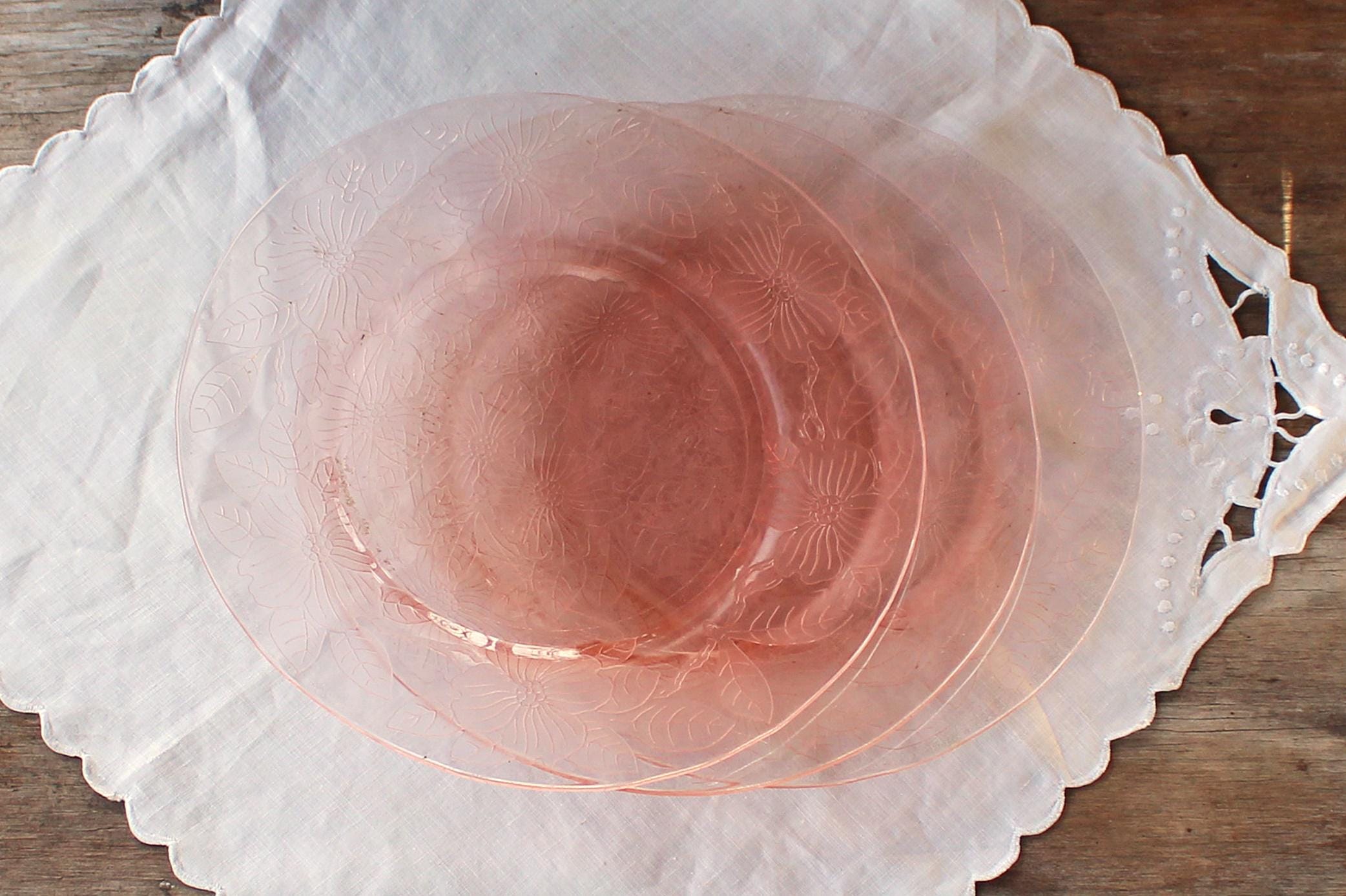 Macbeth Evans Dogwood Pink Glass Salad Plates Set of 3 Dessert Plates ...