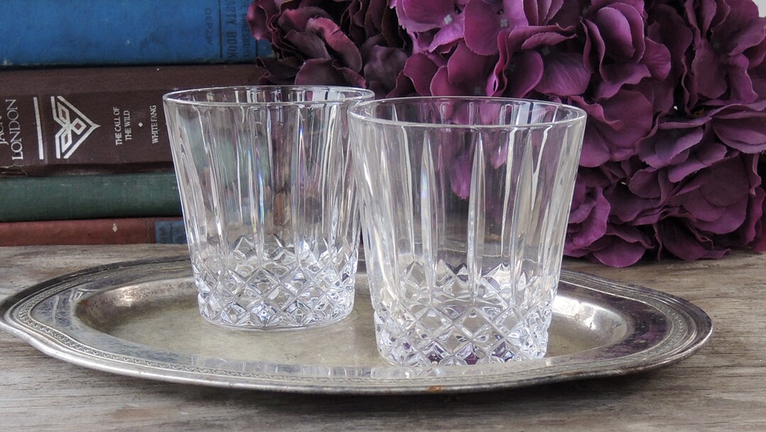 Set of 2 Wedgwood Double Old Fashioned Glasses Glassware Bar Cart Whiskey Glasses Rocks Glasses ...