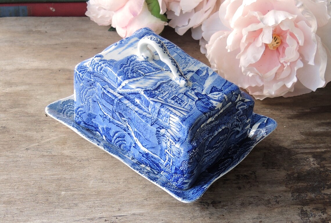 Old Foley Blue and White Transferware Cheese Keep James Kent - Etsy