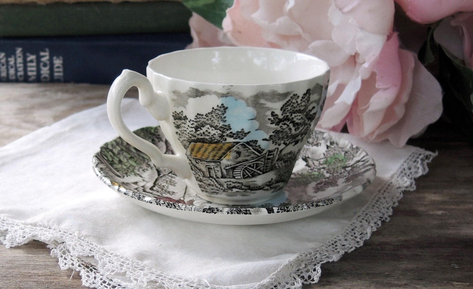 Myott the Hunter Tea Cup and Saucer Set Multi Color Brown - Etsy