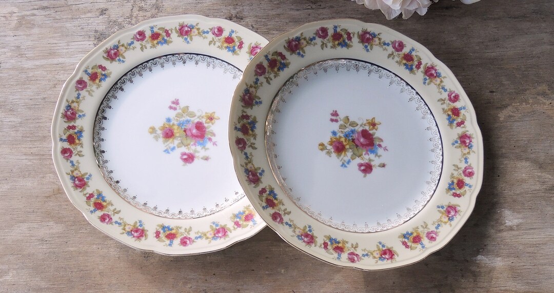 Vintage Gold Castle Hostess China Dinner Plates Set of 2 Mid Century ...