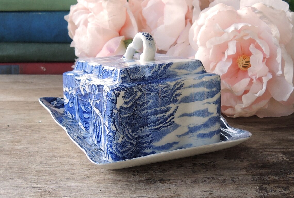 Old Foley Blue and White Transferware Cheese Keep James Kent - Etsy