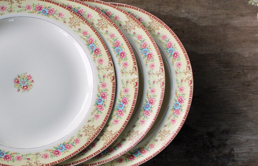 Cottage Style Wedding Dinner Plates, Set of 4, Bridal Tea Party China ...