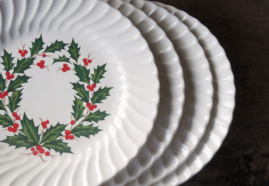 Scio Holly Dinner Plates Set of 4 Holiday Dining, Mid Century, Vintage ...