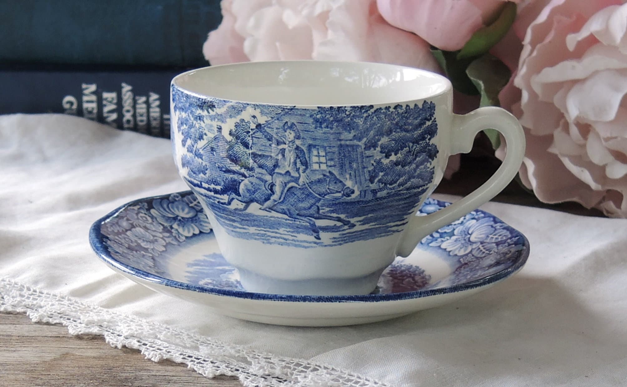 Staffordshire Liberty Blue Tea Cup Set the Old North Church | Etsy