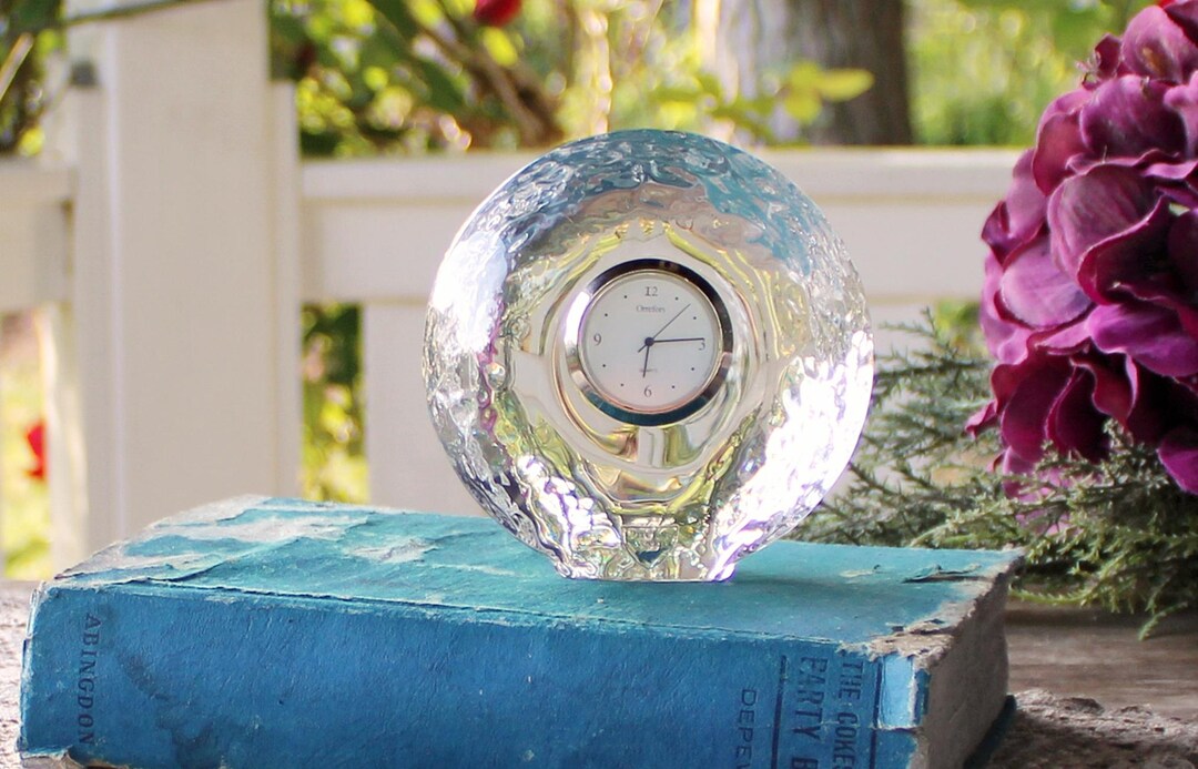 Orrefors Discus Lear Glass Clock, Chateaucore Made in Sweden Ca. 1997 ...