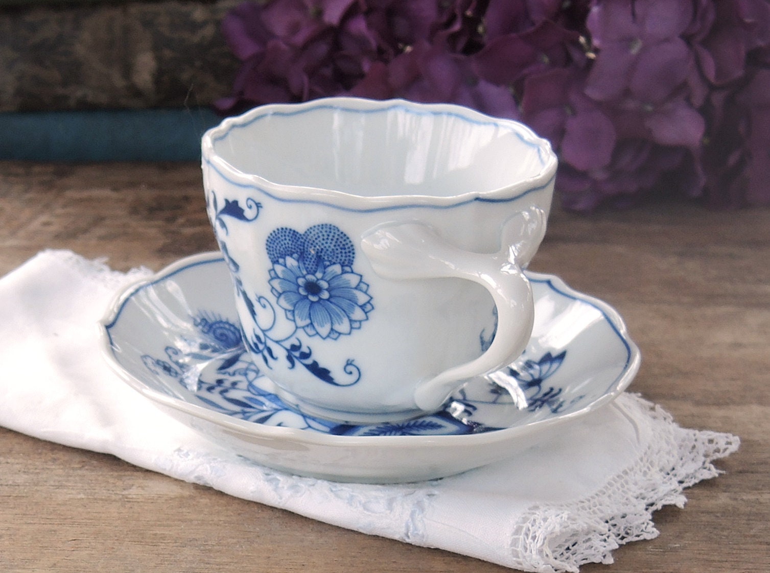 Blue Danube Tea Cup and Saucer Blue White Tea Cup Set Blue Onion Flat ...