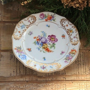 Antique Czechoslovakia Floral and Gold Gilt Salad Plate, Wedding Plates ...