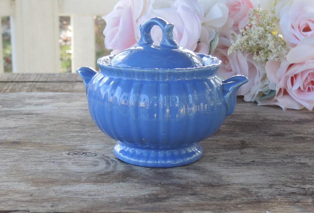 Stangl Colonial Blue Covered Sugar Bowl #1388 Ca. 1920's - 1940's - Etsy
