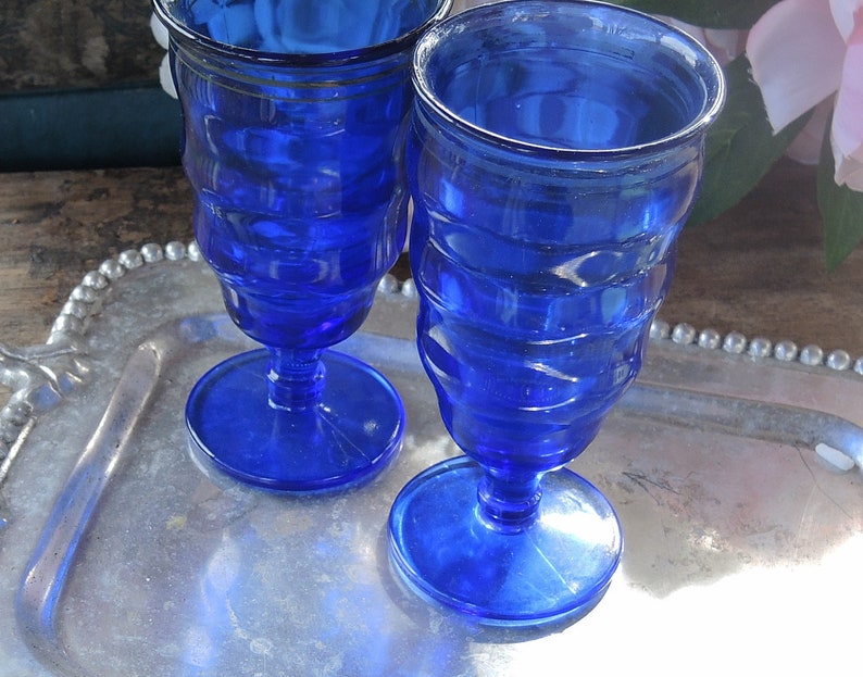 Atomic Era Inspired Cobalt Blue Glasses Set of 2 Ice Tea | Etsy