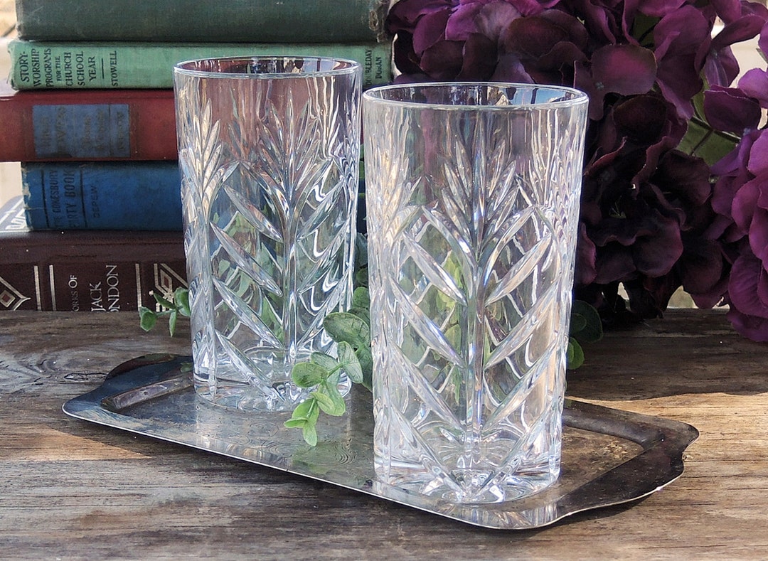 Fifth Ave. Lead Crystal Iced Tea Glasses Set of 2 Vintage Modern Tea ...