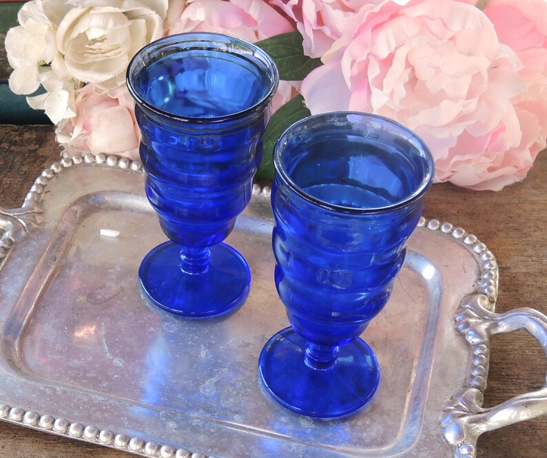 Atomic Era Inspired Cobalt Blue Glasses Set of 2 Ice Tea - Etsy