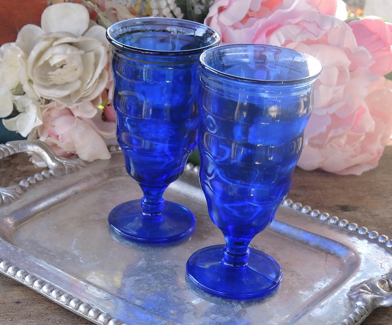 Atomic Era Inspired Cobalt Blue Glasses Set of 2 Ice Tea | Etsy