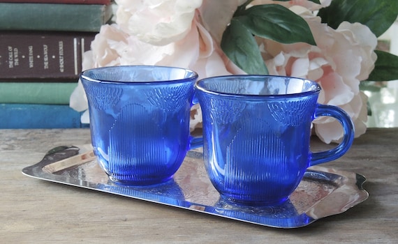Forte Crisa Cobalt Glass Cups Set of 2 Made in Mexico Ca. - Etsy