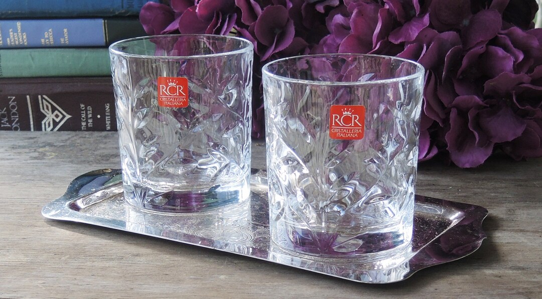 Whiskey Glasses Set of 2 Royal Crystal Rock Lead Crystal Laurus Cut ...