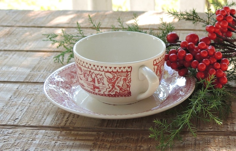 Royal China Memory Lane Red Transferware Tea Cup and Saucer - Etsy