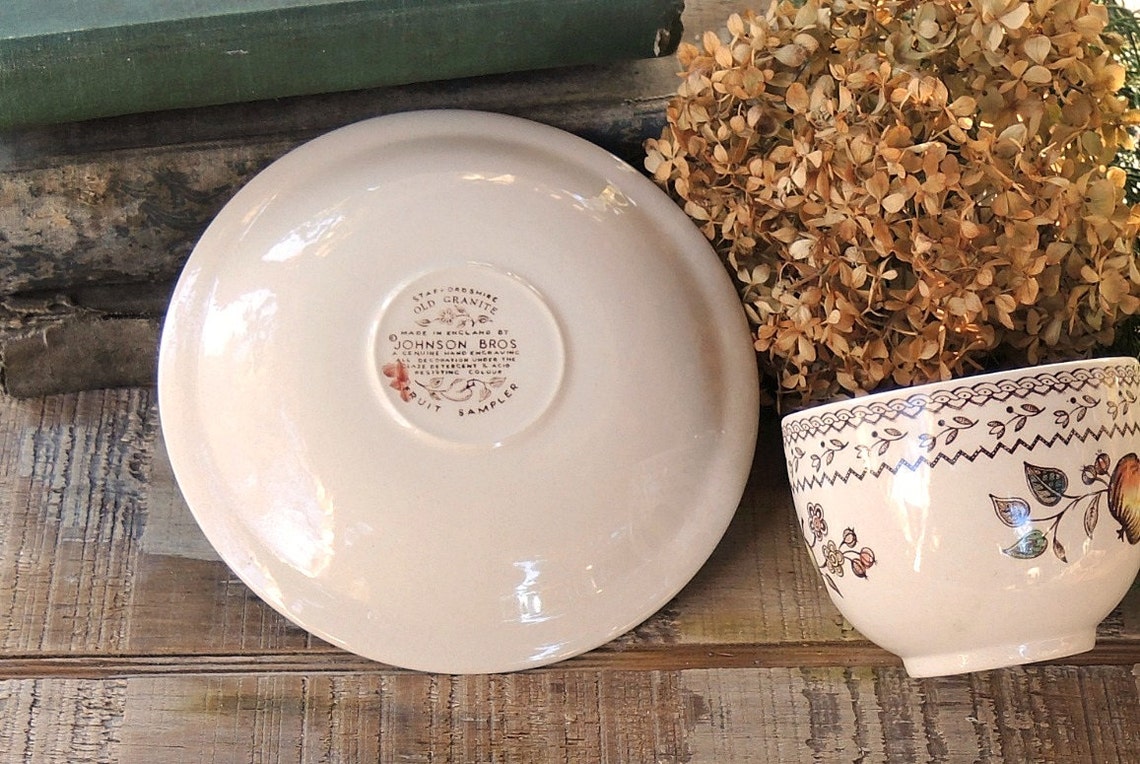 Johnson Brothers Fruit Sampler Flat Tea Cup and Saucer Set - Etsy