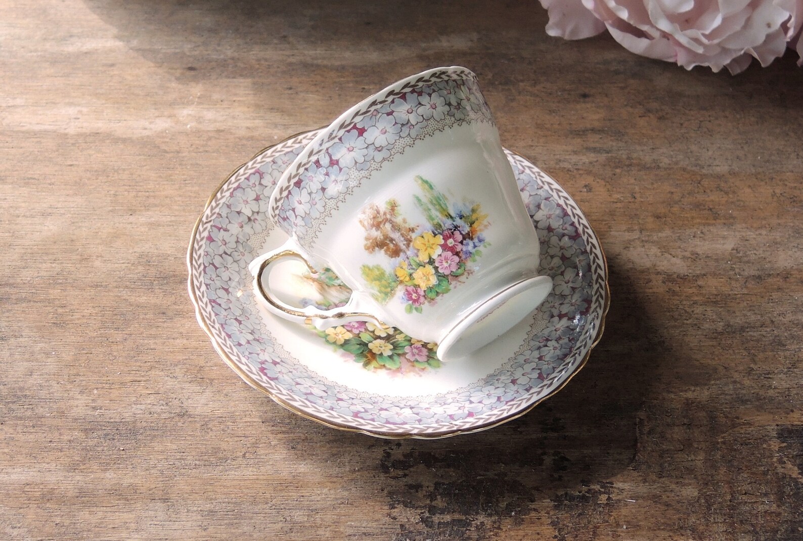 Sutherland Woodland Dell Footed Tea Cup and Saucer Set H & M - Etsy