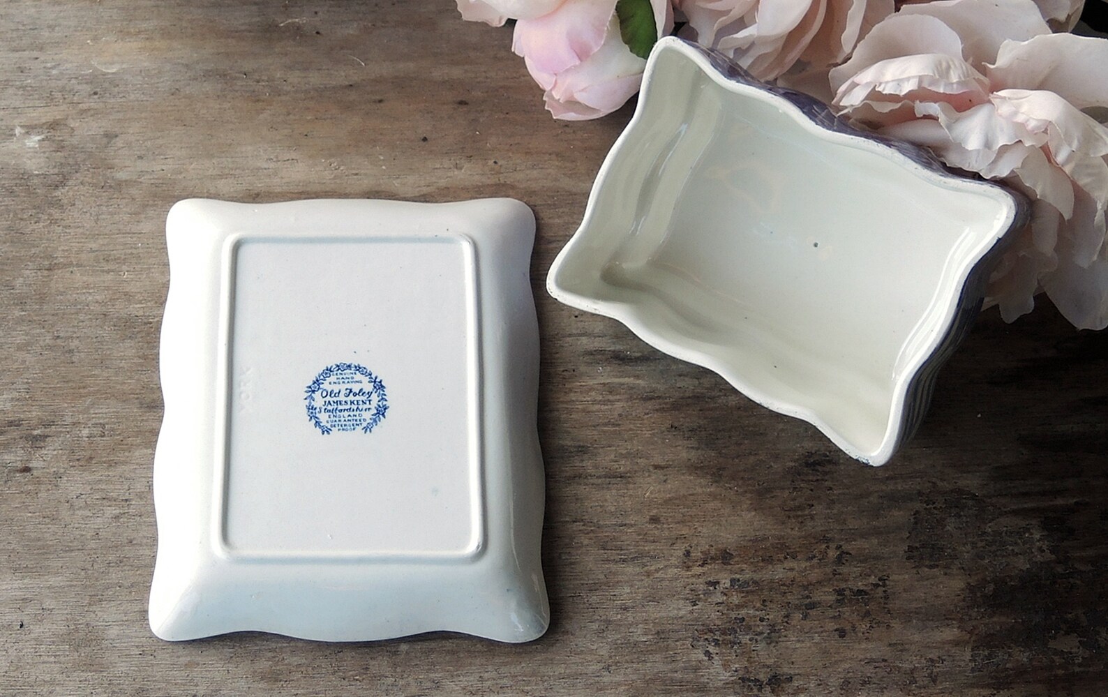 Old Foley Blue and White Transferware Cheese Keep James Kent - Etsy