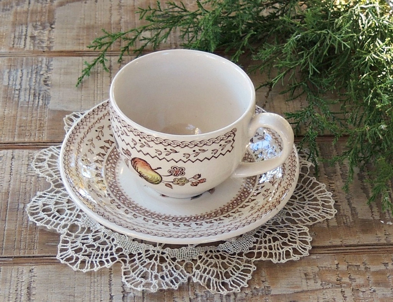 Johnson Brothers Fruit Sampler Flat Tea Cup and Saucer Set - Etsy