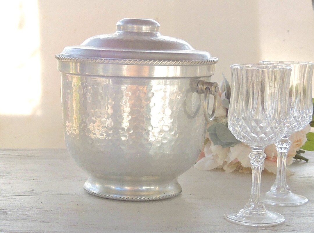 Mid Century Hammered Aluminum Ice Bucket, Barware, Gift for Bride and ...