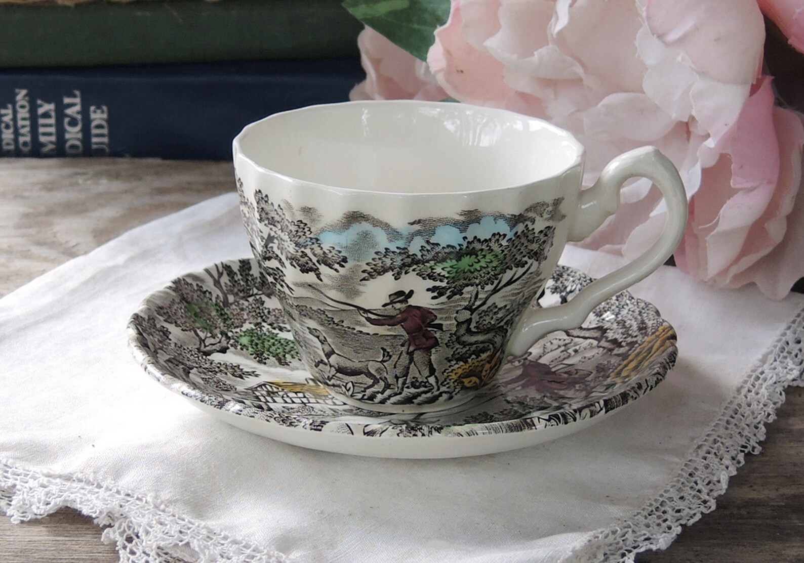 Myott the Hunter Tea Cup and Saucer Set Multi Color Brown - Etsy