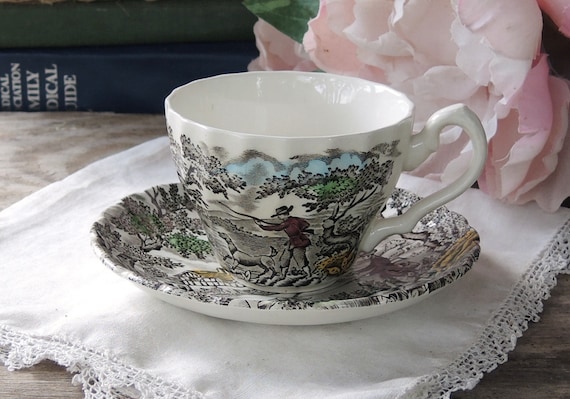 Myott the Hunter Tea Cup and Saucer Set Multi Color Brown | Etsy