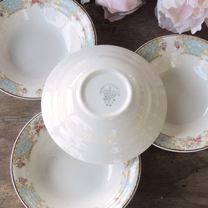 Crown Potteries Blue and Floral Border Dessert Bowls Set of 4 Small ...