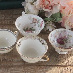 Mismatched Cottage Style Tea Cups Set of 4, Shabby Chic, Tea Party ...