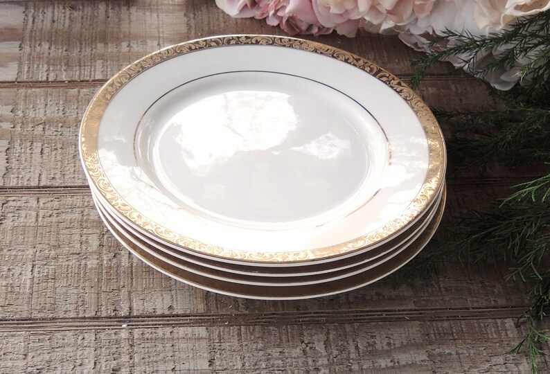 Sango Deville White and Gold Dinner Plates Set of 4 Gold - Etsy